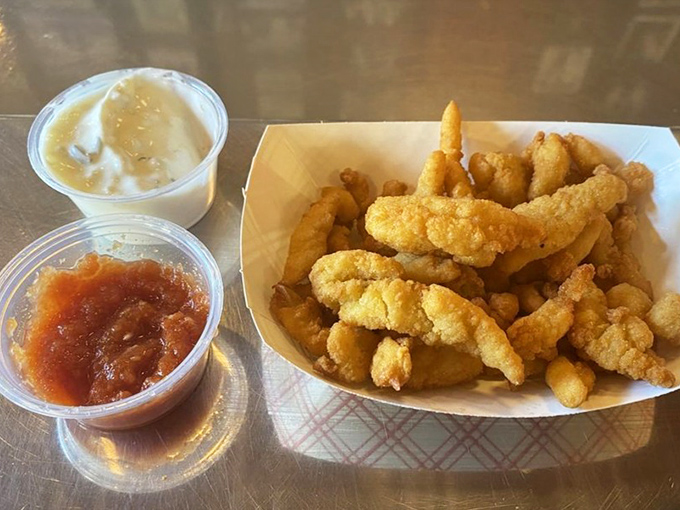 These golden clam strips prove that sometimes the simplest preparations showcase nature's finest gifts most brilliantly.