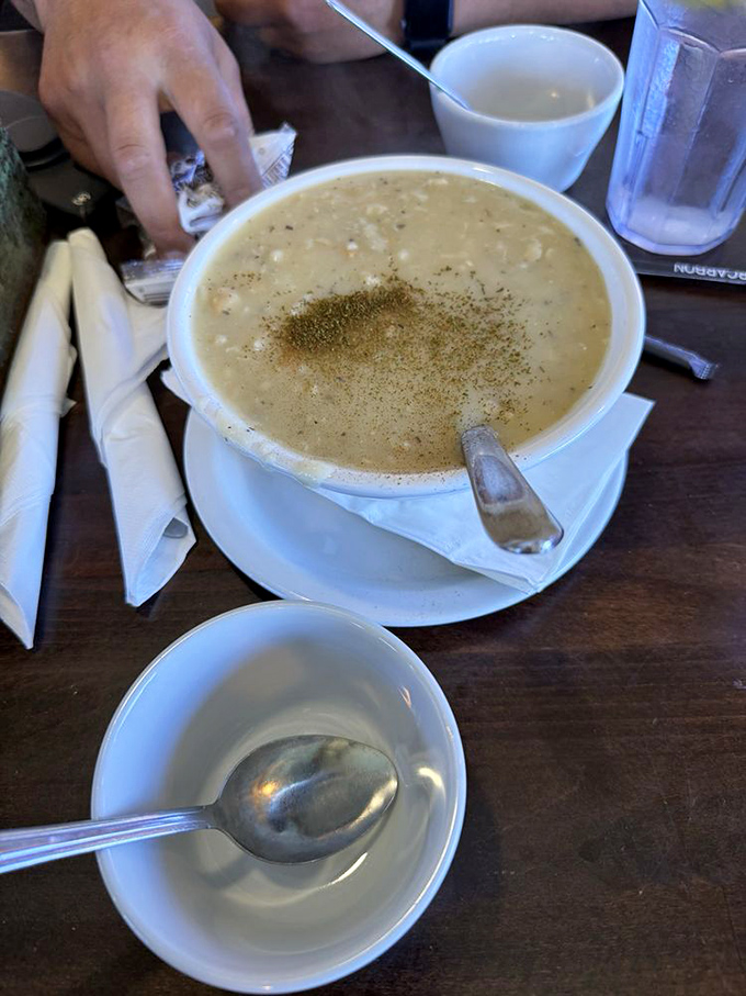 This clam chowder isn't just soup&mdash;it's a creamy maritime symphony thick enough to stand a spoon in.