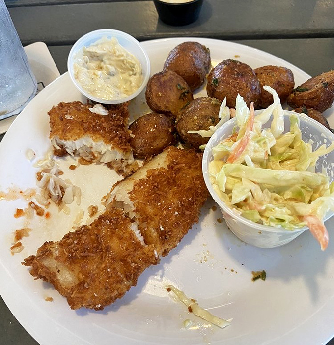 Golden coconut crust meets flaky fish in this tropical masterpiece that defines Florida coastal cuisine.