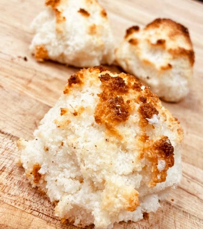 Coconut macaroons that would make even the most dedicated beach-hater appreciate coconuts. Golden, crisp edges giving way to a cloud-like interior.