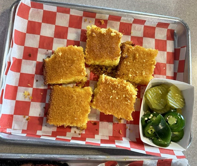 Golden cornbread squares that prove some traditions never need fixing or fancy presentations.