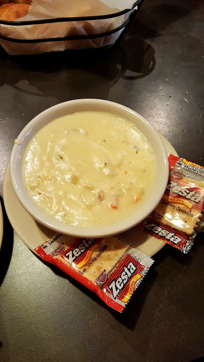 Comfort in a bowl: this corn chowder delivers that soul-warming embrace your grandmother would approve of, crackers and all.