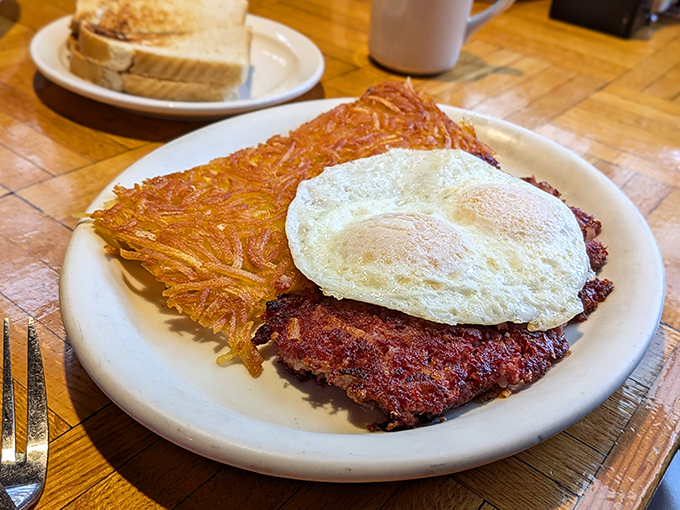 Country fried steak bigger than your plate, smothered in gravy that could convert vegetarians.