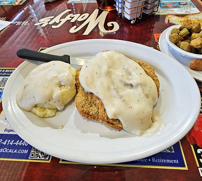 Country fried steak swimming in pepper-flecked gravy&mdash;the kind of breakfast that makes you want to cancel your other meals for the day.