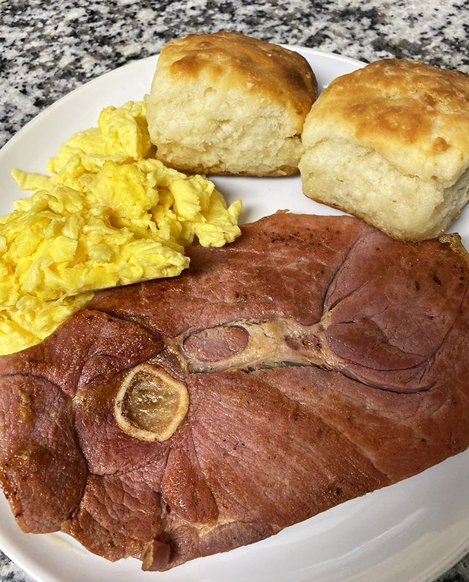 Country ham, fluffy eggs, and those legendary biscuits &ndash; the holy trinity of Southern breakfast executed with reverence.