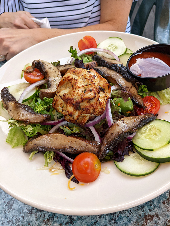 A crab cake salad that proves vegetables can be more than just an obligation when they're supporting such a stellar star.