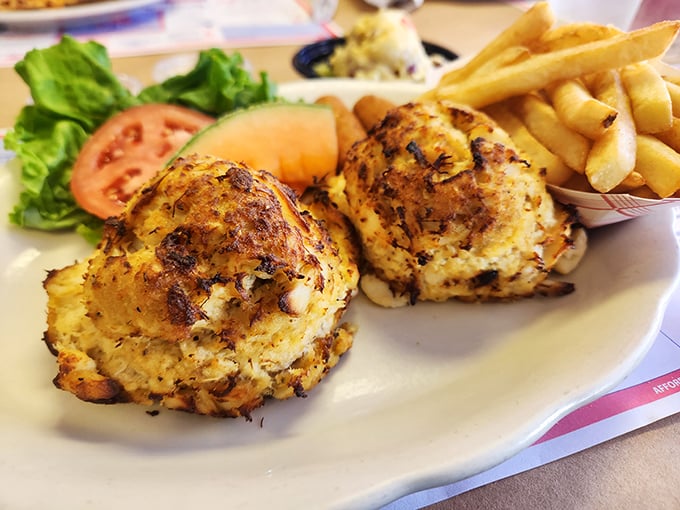 Crab cakes that are actually crab, not breadcrumbs with a hint of seafood &ndash; a Maryland miracle served with simple, perfect sides.