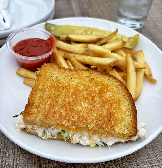 Golden-toasted bread embracing fresh crab meat&mdash;a sandwich that makes you wonder why you ever settled for tuna salad.