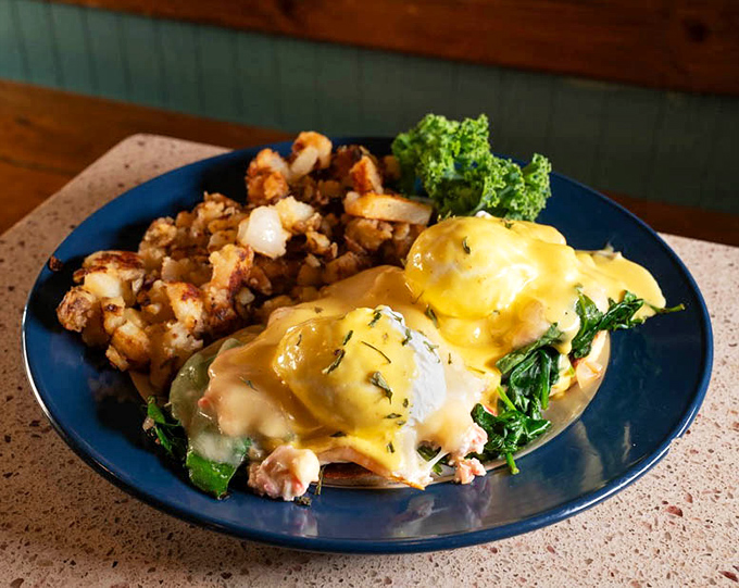The Eggs Benedict's sophisticated coastal cousin&mdash;crab benedict with golden hollandaise cascading down like a sunrise over Tampa Bay.