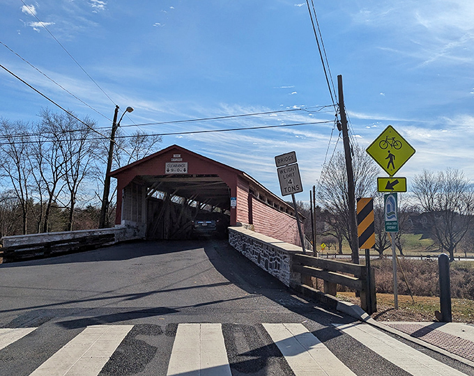 Approaching Wehr Bridge feels like stepping into a Norman Rockwell painting&mdash;complete with pedestrian crossing and enough warning signs to satisfy even the most cautious grandmother.