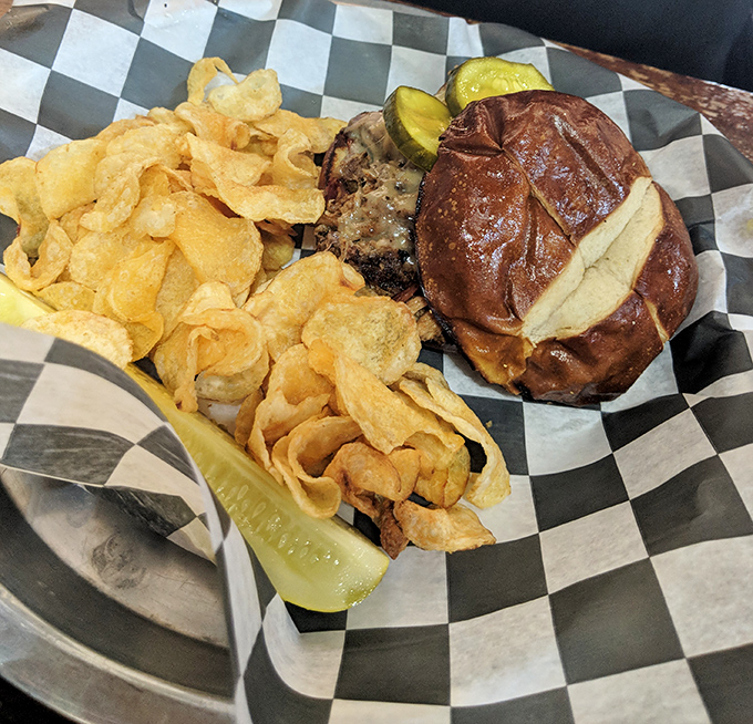 The Cubano sandwich arrives with chips crisp enough to alert neighboring tables. That pickle isn't a garnish&mdash;it's an essential supporting character in this lunch drama.