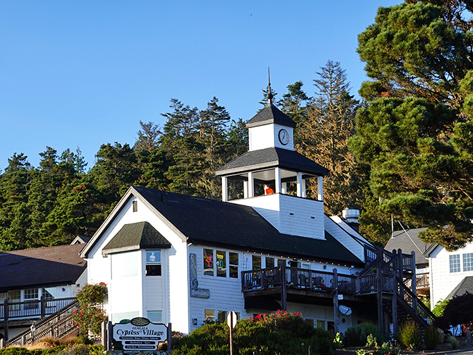 Cypress Village's charming clock tower keeps Gualala time, which runs about 20 years behind the rest of California &ndash; thankfully.