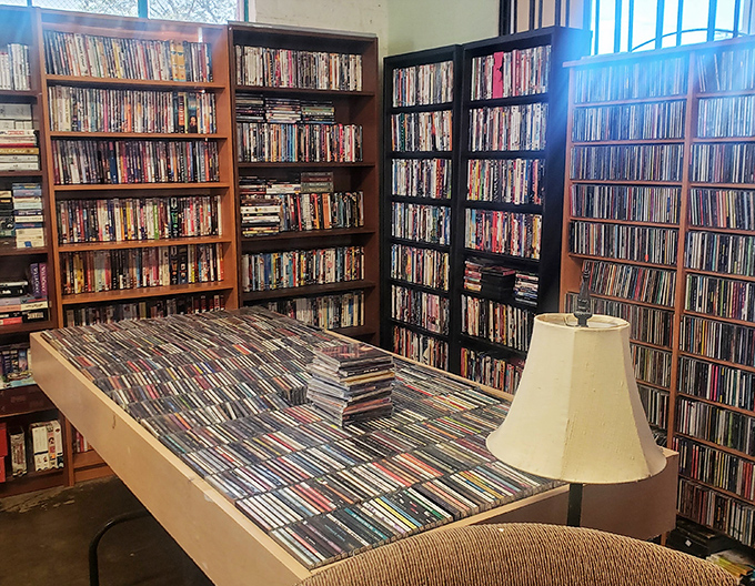 A media lover's paradise where forgotten films and overlooked gems line the shelves like a physical Netflix from a more tangible era.