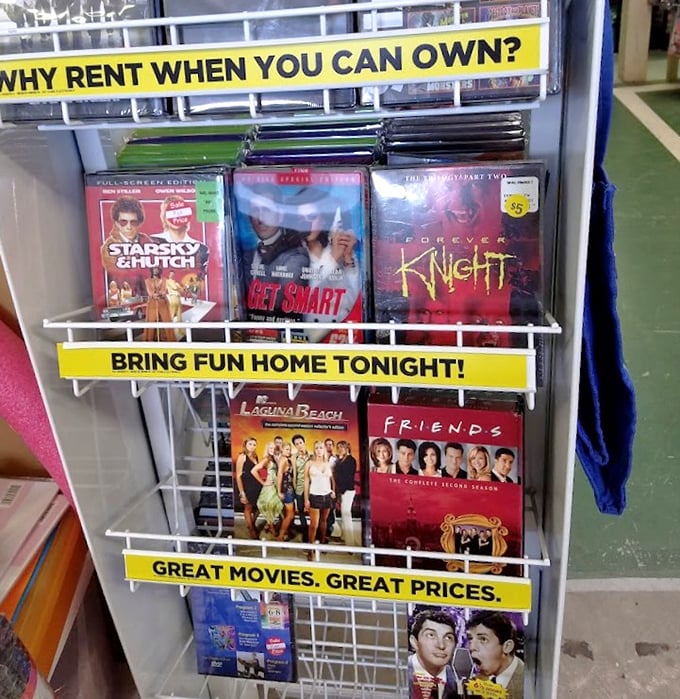 Remember when movie night meant actually leaving the house? This nostalgic DVD collection features classics from "Starsky & Hutch" to "Friends"&mdash;digital streaming's ancestral relics.