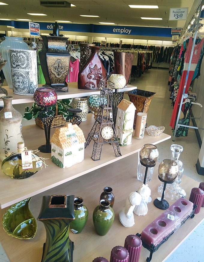 A rainbow of possibilities hangs in neat rows, each garment whispering, "Take me home, I promise to make you look fabulous for less."