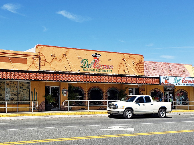 Del Carmen's sun-washed facade promises authentic Mexican flavors in a setting that feels like you've crossed the border without touching your passport.
