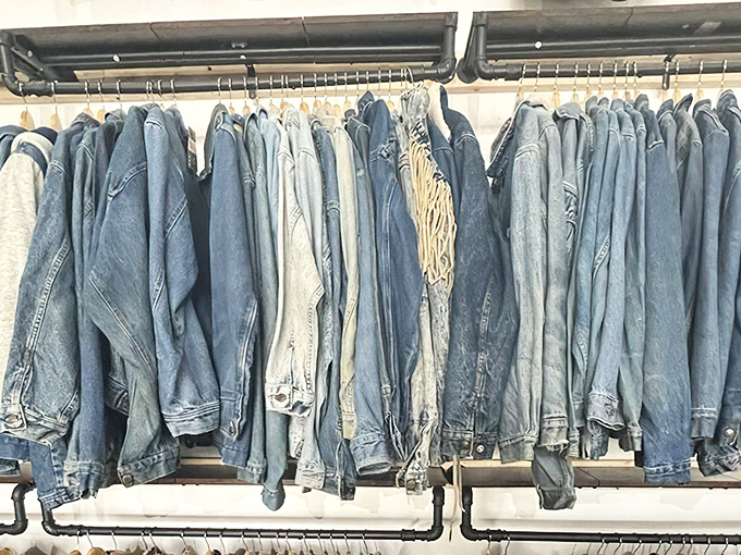The denim section &ndash; a sea of blue possibilities where every shade tells a different story of American fashion through the decades.