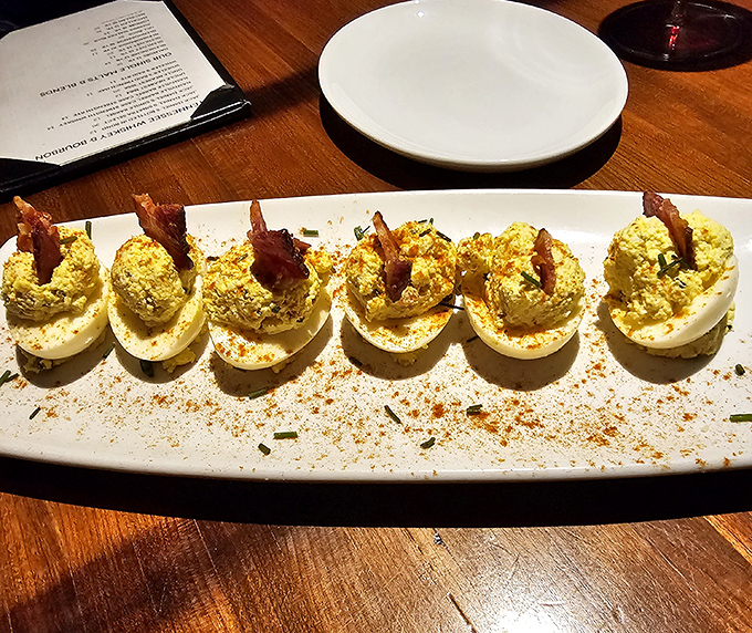 These aren't your grandmother's deviled eggs&mdash;unless your grandmother was secretly a culinary genius who topped hers with crispy bacon and sprinkled them with magic. 