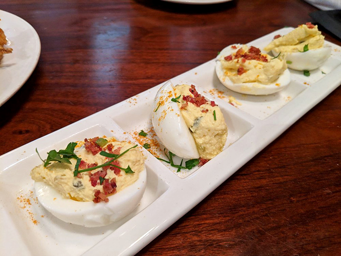 These deviled eggs aren't your grandmother's picnic standard &ndash; they're dressed up with bacon and herbs, ready for their close-up on your Instagram feed.