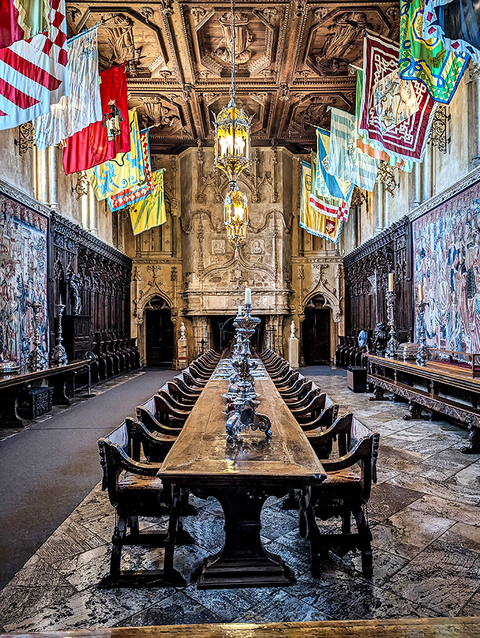 Imagine dining beneath medieval banners and carved ceilings while discussing the day's gossip with Hollywood's elite. Pass the ketchup, please!