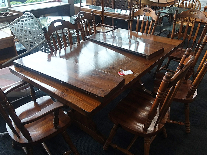 Solid wood dining sets with character and history&mdash;furniture that's already survived family dinners and has the patina to prove it.