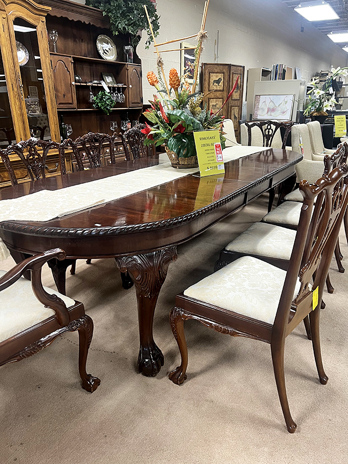 This mahogany dining set isn't just furniture&mdash;it's a time machine to Sunday dinners where phones stayed in pockets and conversations lasted for hours.