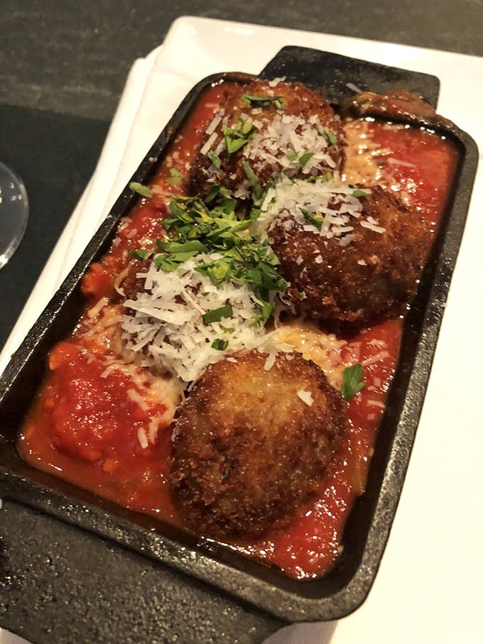 These aren't your nonna's meatballs&mdash;they're eggplant-based flavor bombs swimming in bright marinara. The shaved Parmesan on top melts just enough to make you swoon.