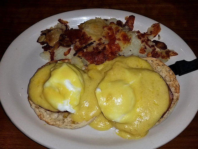 Eggs Benedict that would make the Pope jealous. Those golden hollandaise cascades should have their own Instagram account.