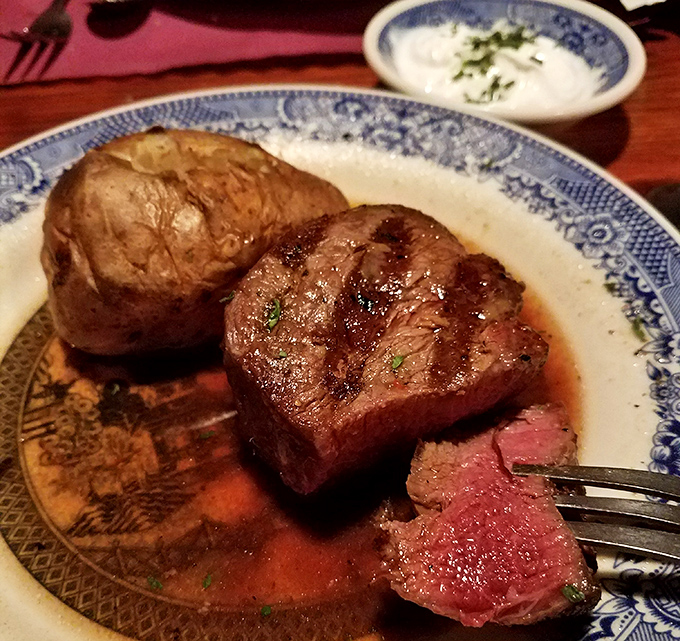 Filet mignon that would make Benjamin Franklin drop his kite&mdash;tender, juicy, and served with a potato that's practically architectural.