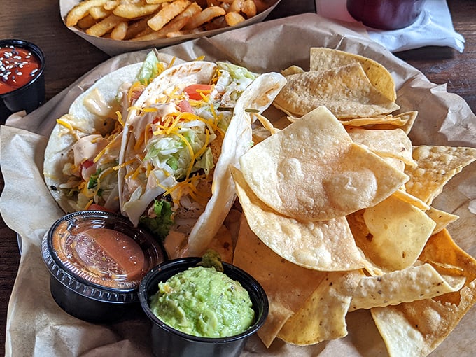 Fish tacos that bring a taste of coastal vacations to mid-Michigan, complete with house-made salsa that puts the "fresh" in refreshing.