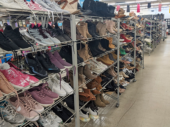 Footwear heaven for the indecisive shopper. More shoes than Imelda Marcos could dream of, all organized by size for your browsing pleasure.