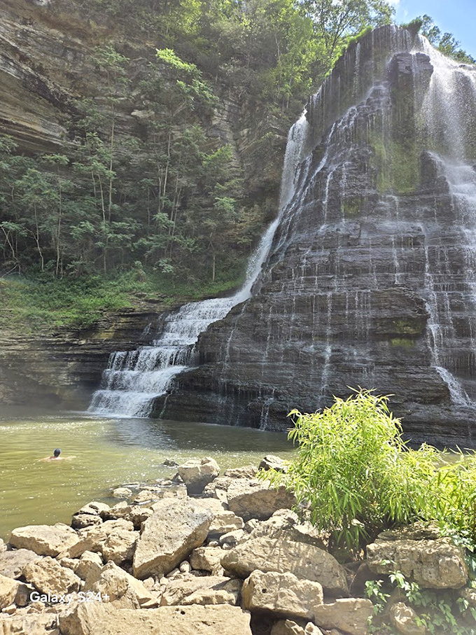 The cascades section resembles nature's own slip-and-slide, though considerably rockier than the backyard version from your childhood.