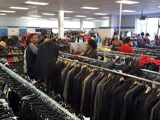 The formal wear section: where wedding guests, job interviewers, and undercover spies all shop side by side for their next important appearance.
