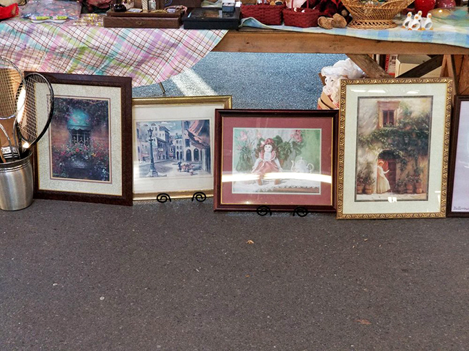 Someone's living room treasures become your next conversation piece. These framed paintings are just waiting for their "how I found it" story.