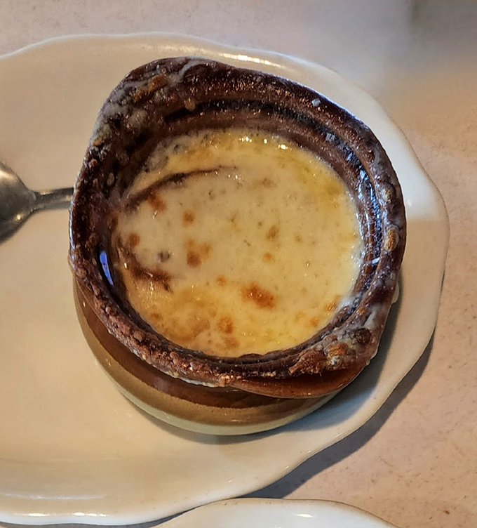 French onion soup that doesn't just warm your body but hugs your soul&mdash;that cheese pull deserves its own Instagram account.