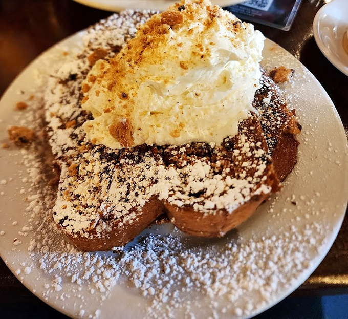French toast that's dressed for the Oscars. That mountain of whipped cream isn't just a topping&mdash;it's a lifestyle choice.