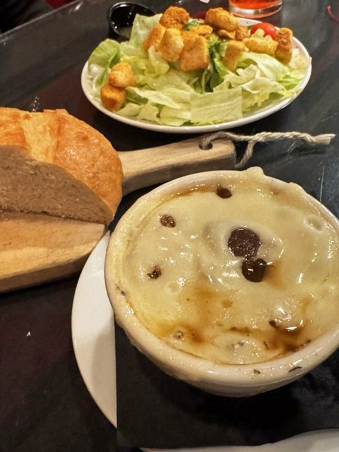 The Caesar salad and French bread aren't just supporting actors&mdash;they're preparing your palate for the meaty main event to come.