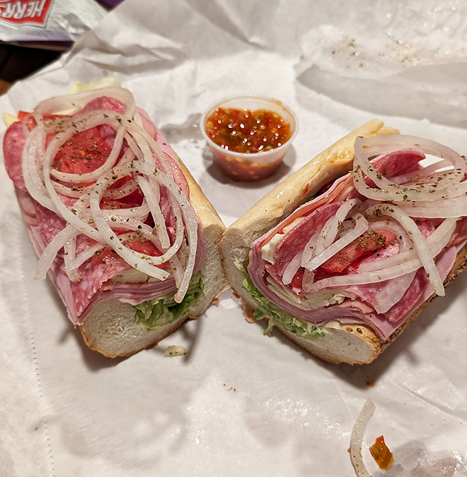 The Italian hoagie &ndash; a tower of thinly sliced meats, crisp veggies, and that perfect oil and vinegar tang. A worthy alternative to cheesesteak glory.