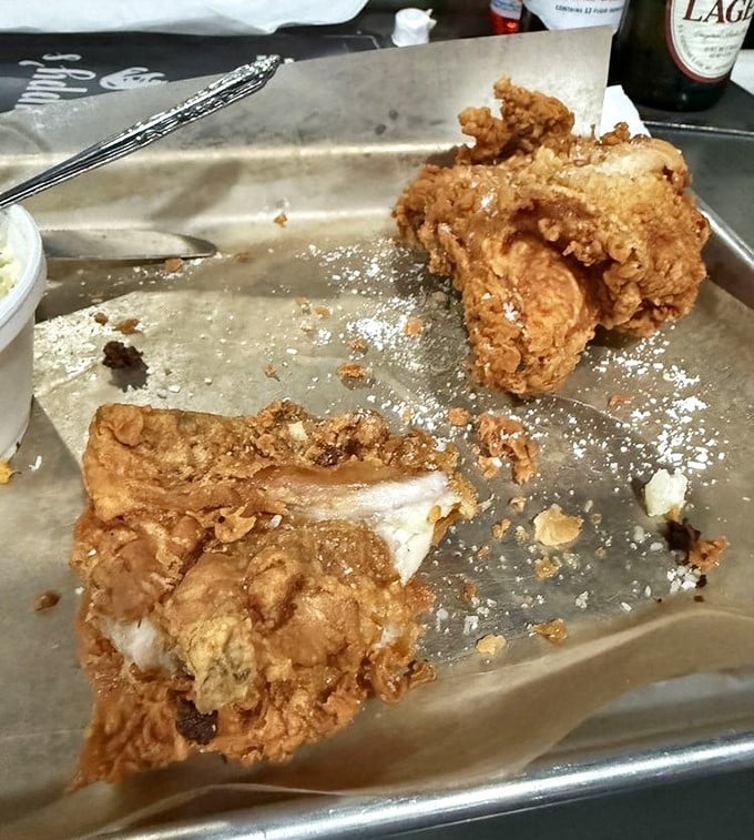Fried chicken that makes you question every other version you've ever had. The kind of crispy exterior that makes a satisfying sound when you break into it.