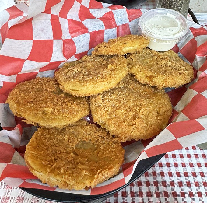 Fried green tomatoes with the perfect golden crust&mdash;crispy, tangy discs of Southern charm that would make Fannie Flagg herself stand up and applaud.