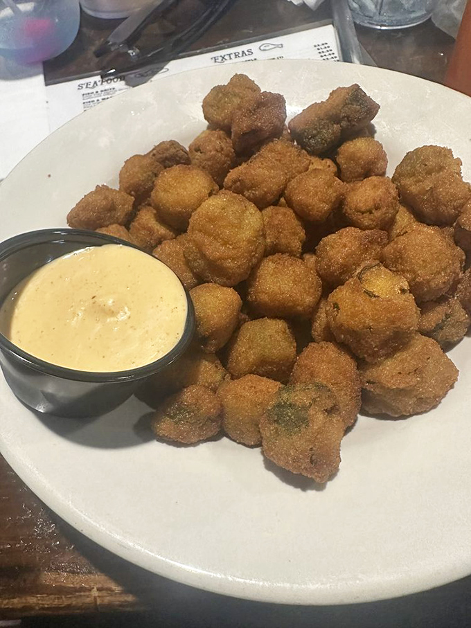 These crispy nuggets of fried okra aren't just a side dish&mdash;they're little Southern ambassadors of happiness, especially when dunked in that creamy sauce.