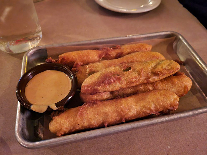 Crispy on the outside, tangy on the inside&mdash;these fried pickles with dipping sauce are the opening act that threatens to steal the whole show.