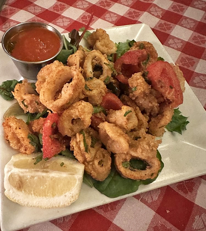 Crispy calamari that doesn't need a disguise of heavy batter. This Mediterranean classic comes with a side of marinara that's worth dipping twice.
