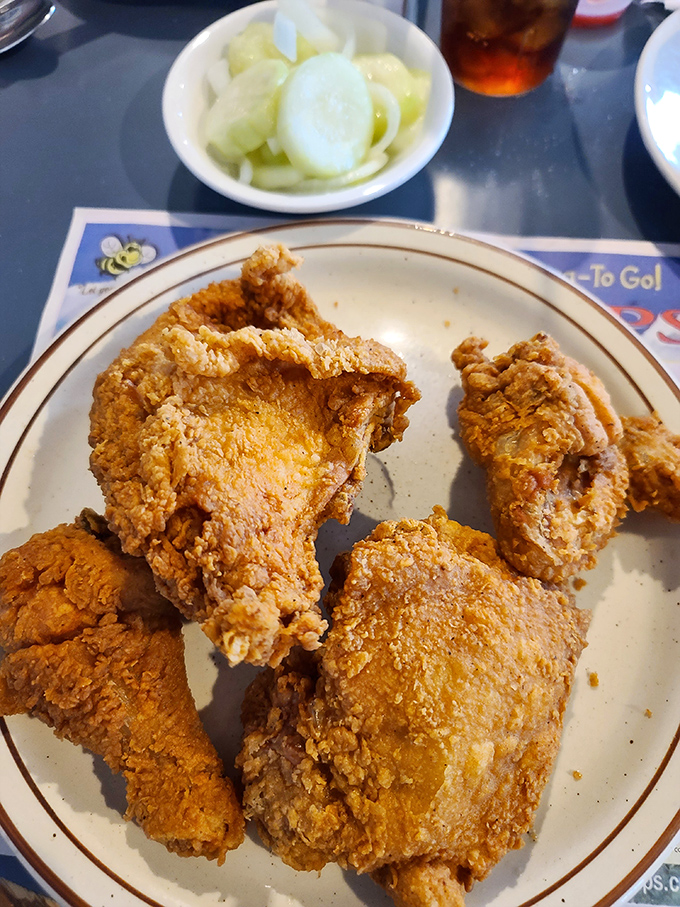 Fried chicken with a crust so golden and crispy, it makes a satisfying crackle that's music to a hungry diner's ears.