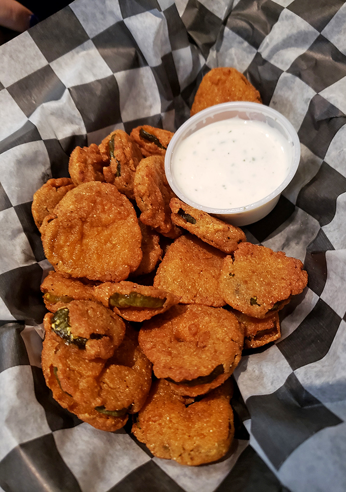 These aren't your average pickle chips. Perfectly breaded, crispy-fried dill slices with ranch dressing&mdash;the snack that launched a thousand cravings.