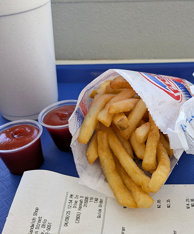 Golden fries that achieve the perfect balance of crispy exterior and fluffy interior. The ideal vehicle for transporting more of that famous chili cheese to your mouth.