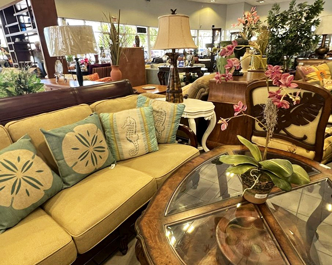 Not your grandmother's furniture section&mdash;unless your grandmother had impeccable taste and a flair for coastal elegance.
