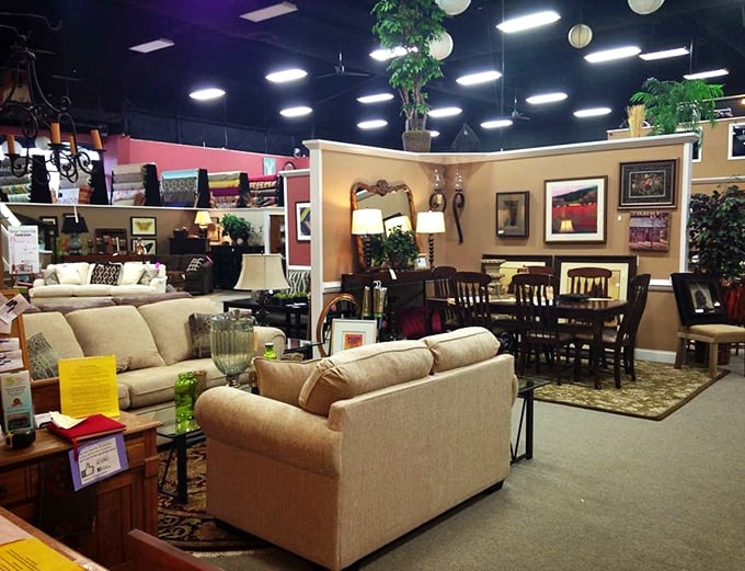 Living room vignettes so perfectly staged you'll want to sit down and stay awhile. That beige sectional is practically begging for a Sunday afternoon nap.