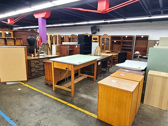 That drafting table has seen more creative blueprints than Frank Lloyd Wright's desk drawer. Second chances for solid craftsmanship!