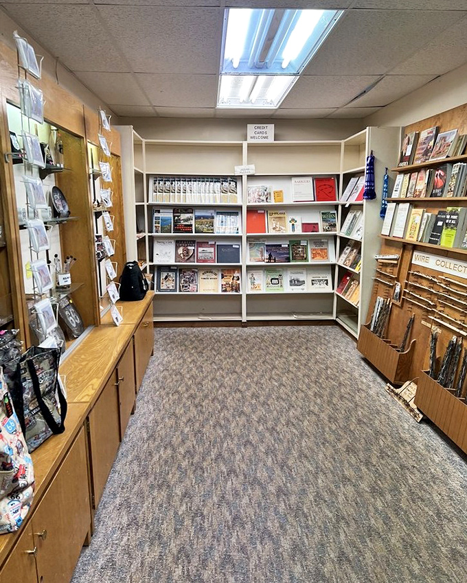 
Bookworms and wire enthusiasts unite! The gift shop offers everything from historical texts to your very own piece of twisted history. 